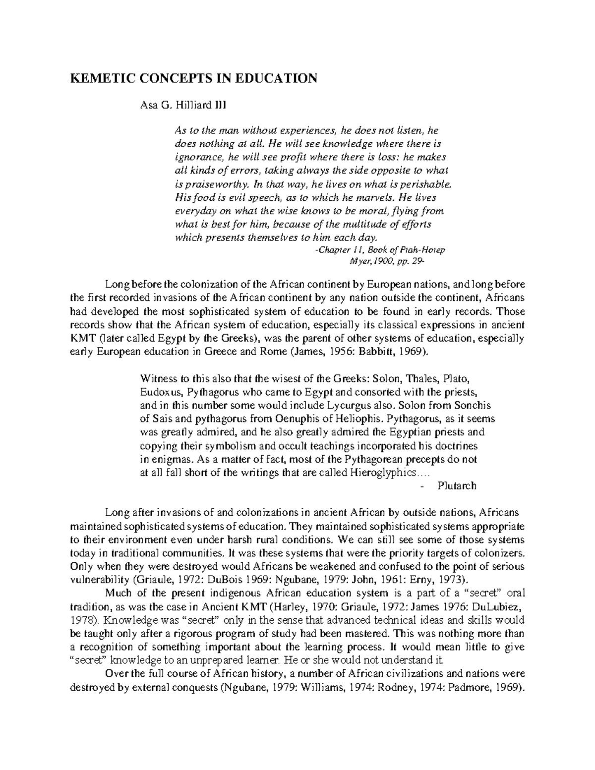 Kemetic Concepts in Education: Insights from Ancient KMT - Studocu