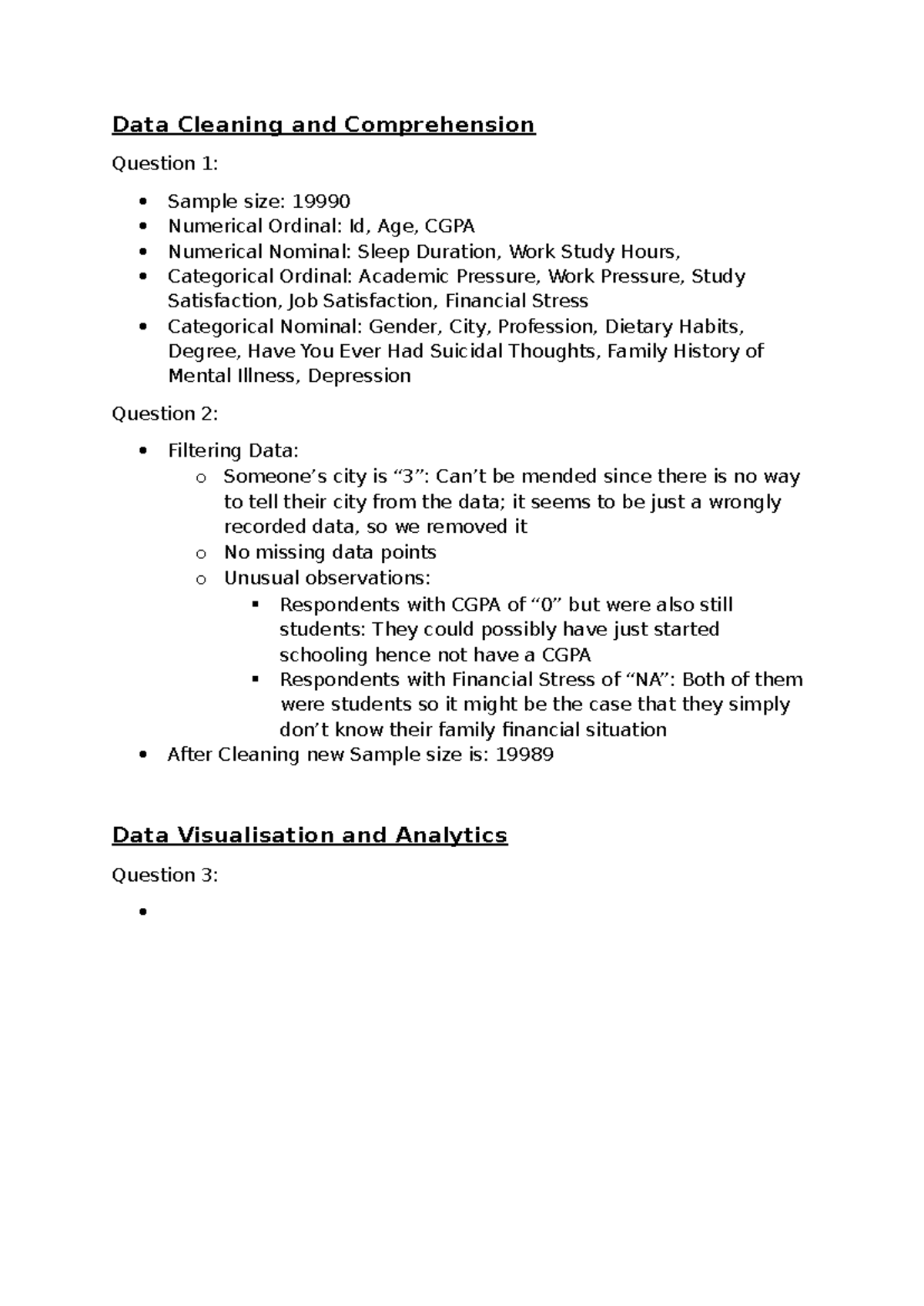 GEA Project - Data Cleaning and Comprehension Question 1: Sample size ...