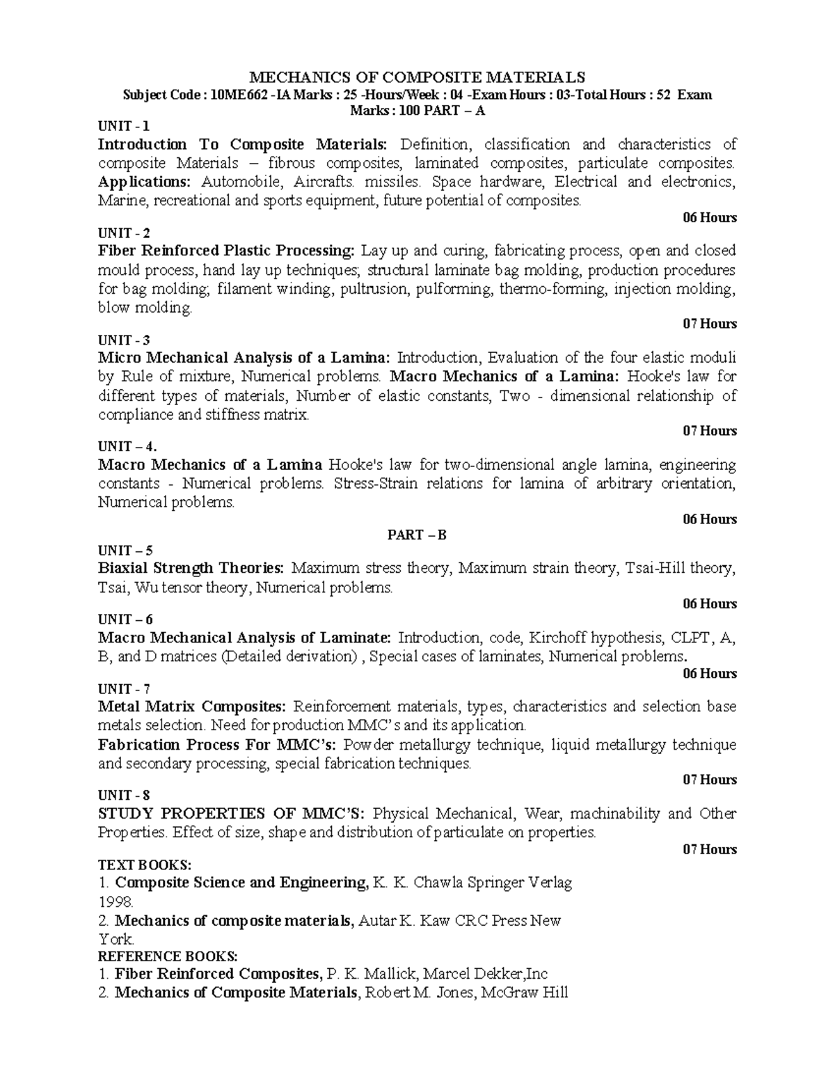 Mechanics of Composite Materials - 10ME662 Comprehensive Study Guide ...