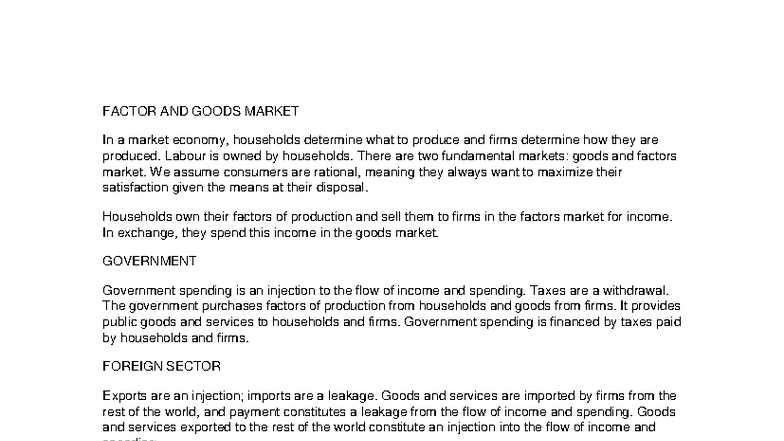 Economics Notes: Factor and Goods Market Overview - Studocu
