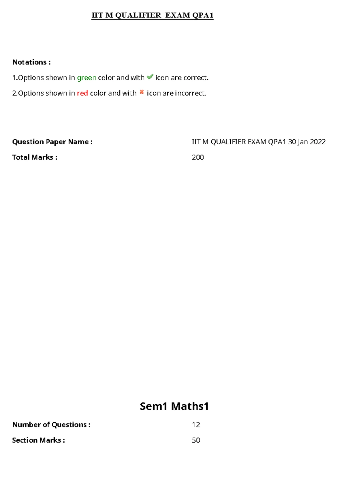 IIT M Qualifier EXAM QPQ1 26 Feb 2023 - Indian Institute of Technology ...