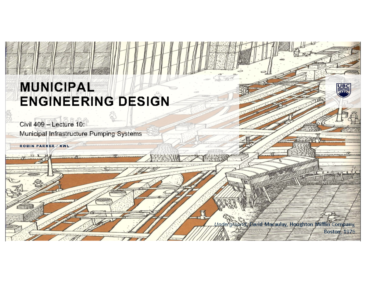 Civil 409 Lecture 10: Municipal Infrastructure Pump Systems - Studocu