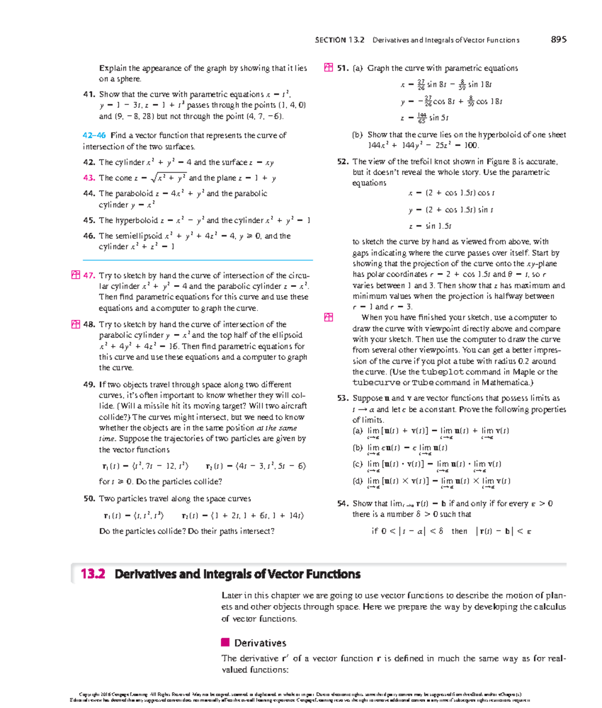 Math ch-13-2 - math work - SECTION 13 Derivatives and Integrals of Vector Functions 895 (a ...