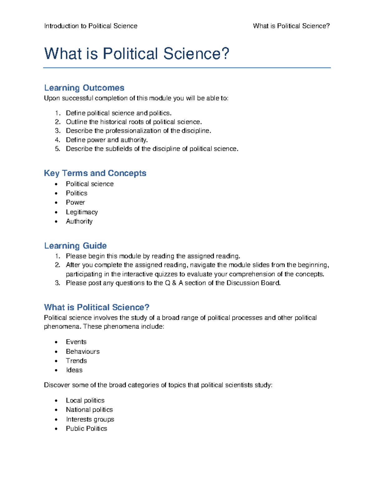 Module 1 What is Political Science - What is Political Science ...