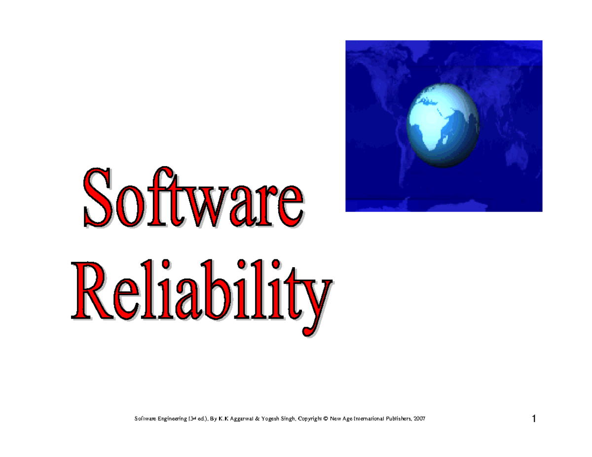 Chapter 7 Software Reliability - ####### Software Engineering ( rd ...