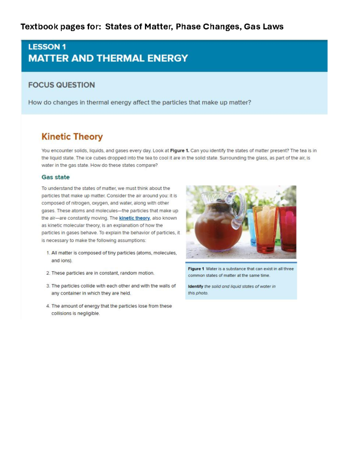 States of Matter, Phase Changes, and Gas Laws Study Notes - Textbook ...