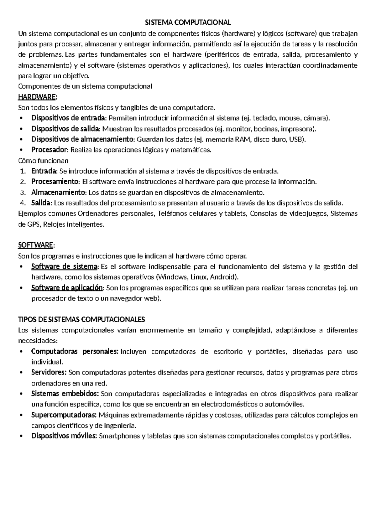 SISTEMA COMPUTACIONAL: Componentes y Funcionamiento Esencial - Studocu