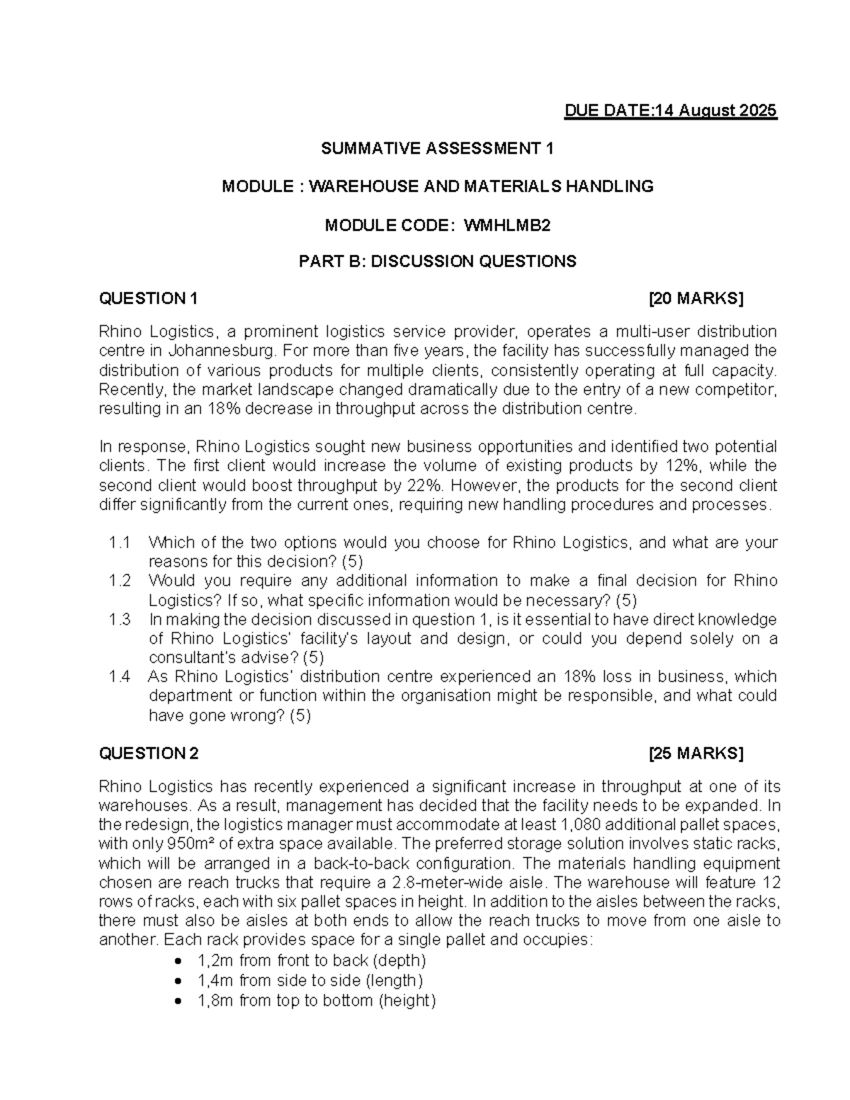 WMHLMB2 Summative Assessment 2025: Discussion Questions Part B - Studocu