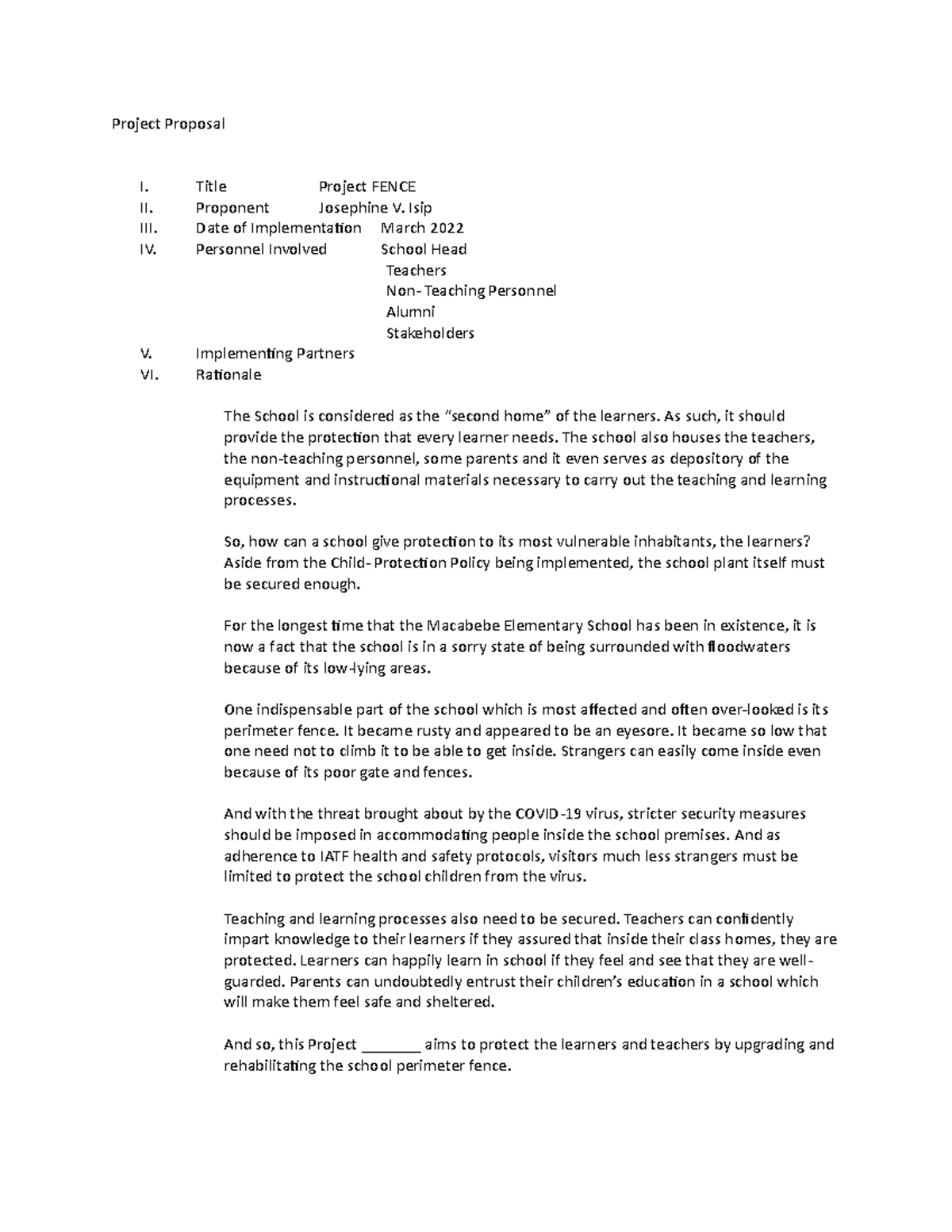 Project Proposal: Enhancing Security with Project FENCE - Studocu