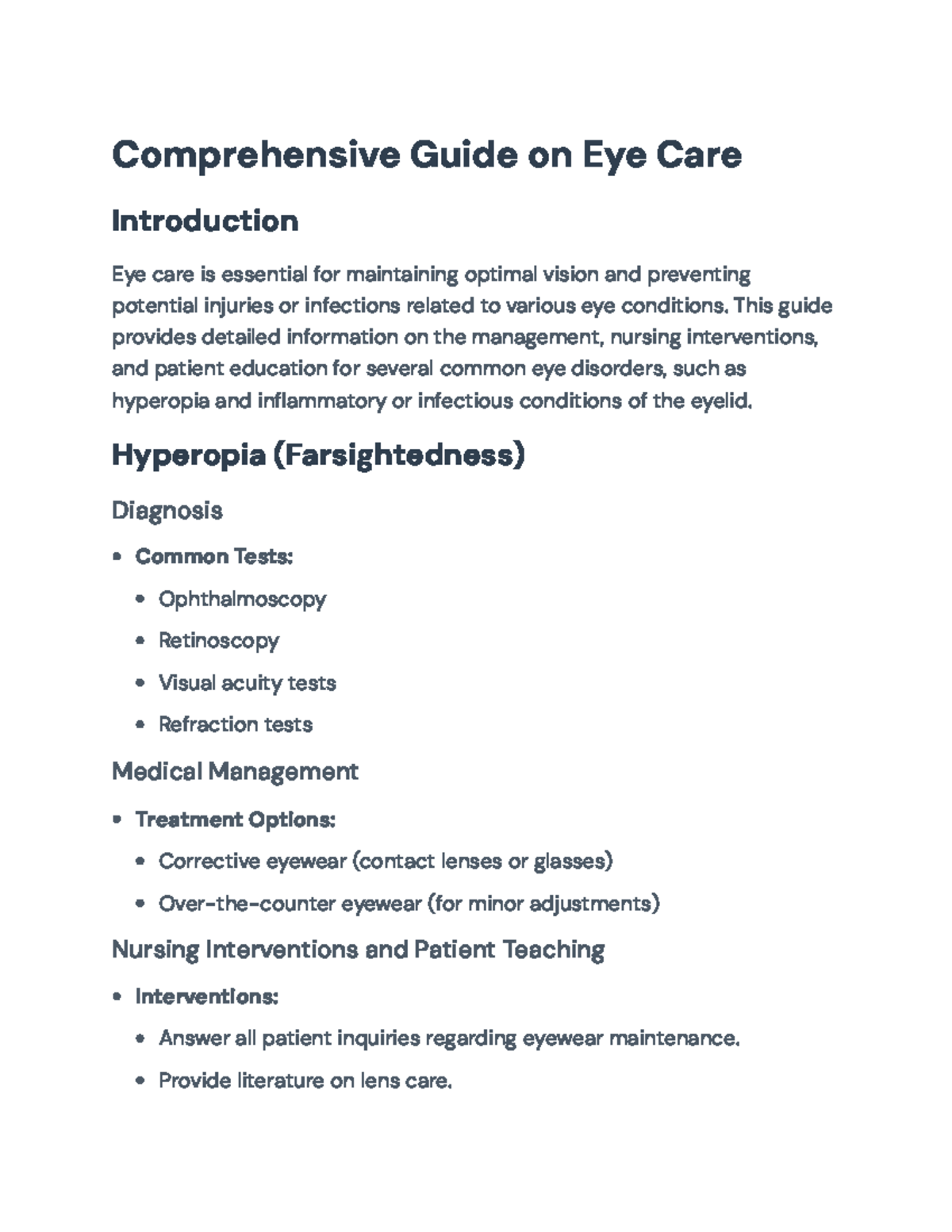 Comprehensive Eye Care Guide: Nursing Interventions & Patient Education ...
