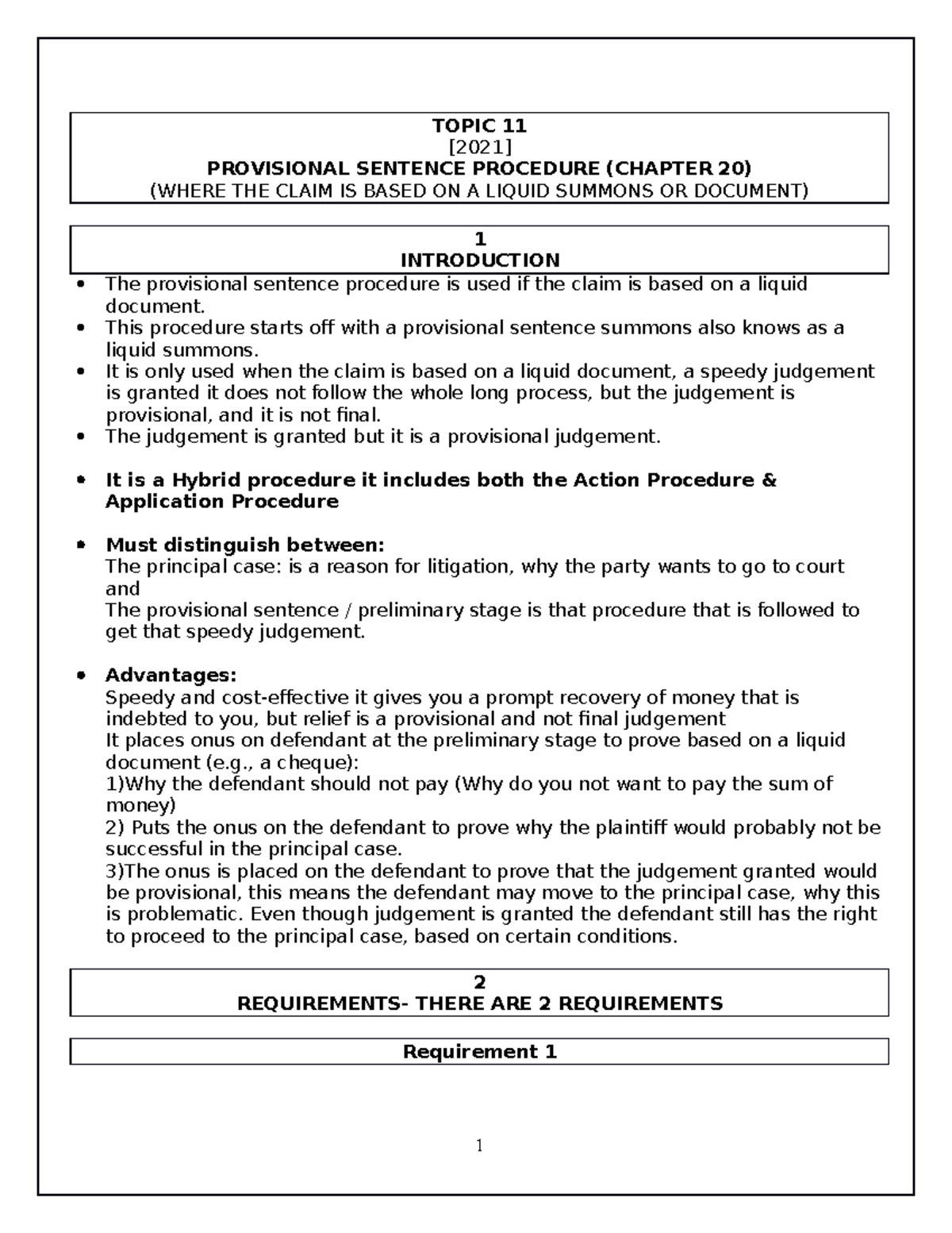 Civil Procedure: Provisional Sentence Procedure (Chapter 20) Guide ...