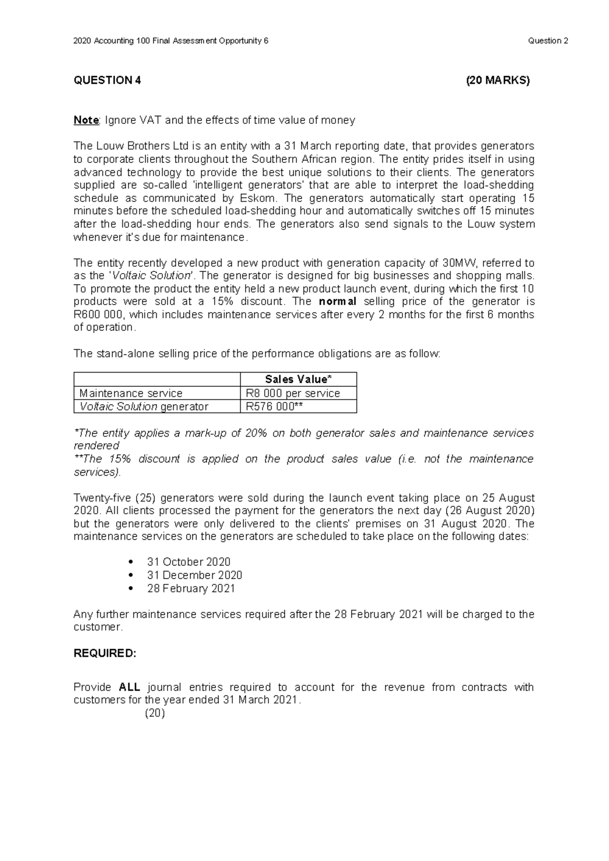 Chapter 13 QB Q4 Solution 2024 - 2020 Accounting 100 Final Assessment ...