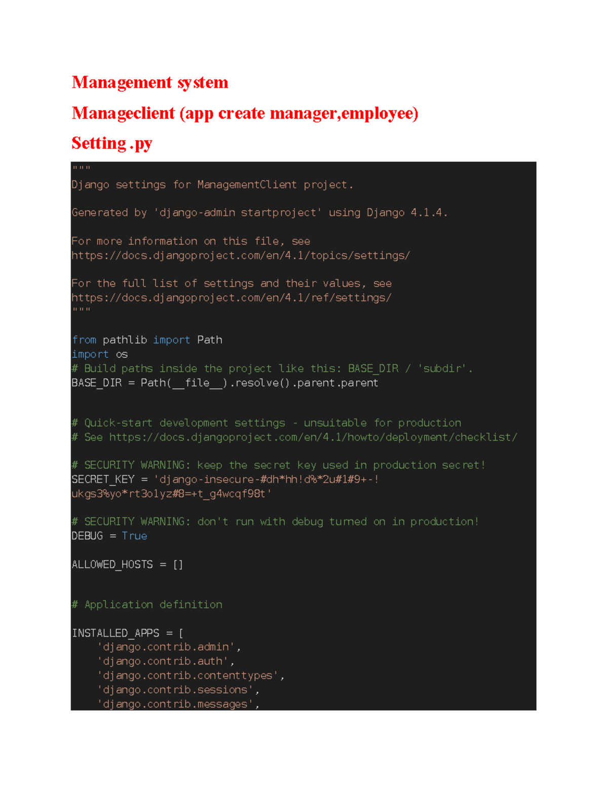Django Management System (MGT101) - Client & Employee Setup Guide - Studocu