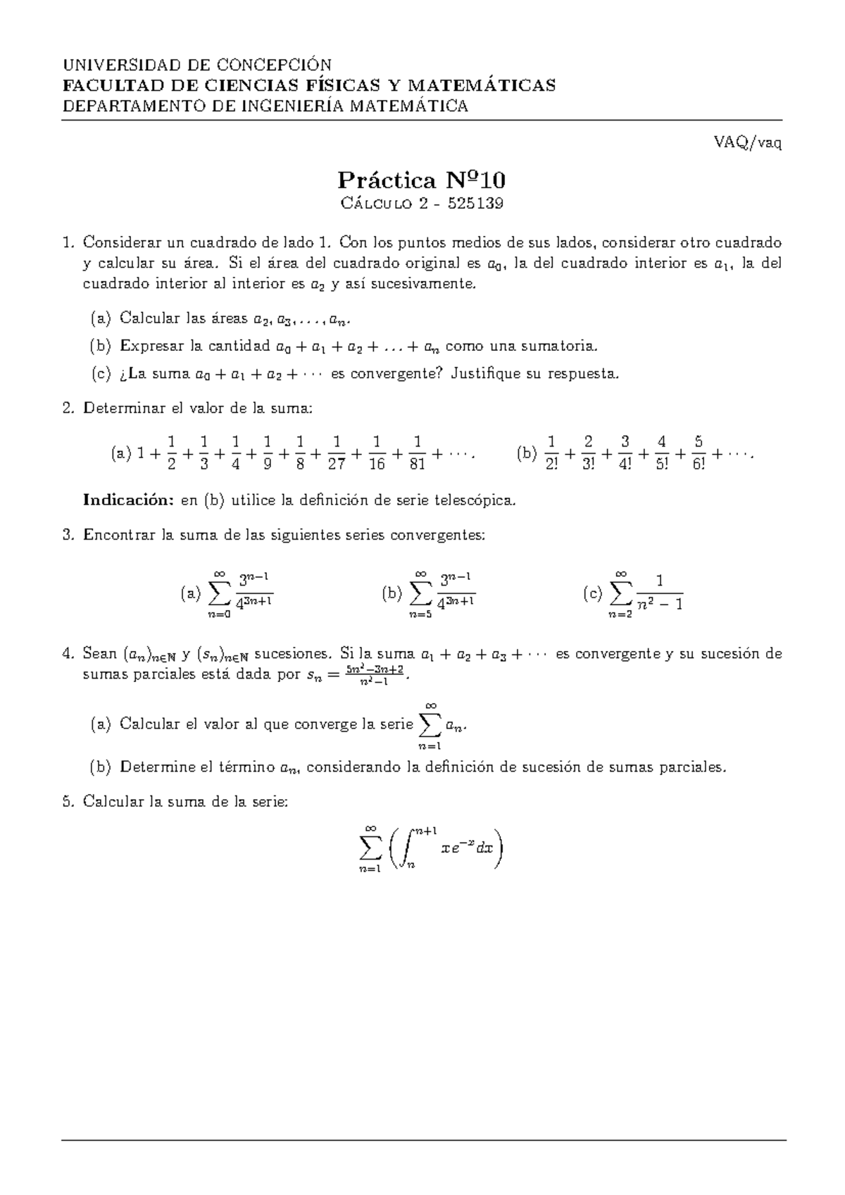 Práctica 10C2GEO: Cálculo de Series y Convergencia - Studocu