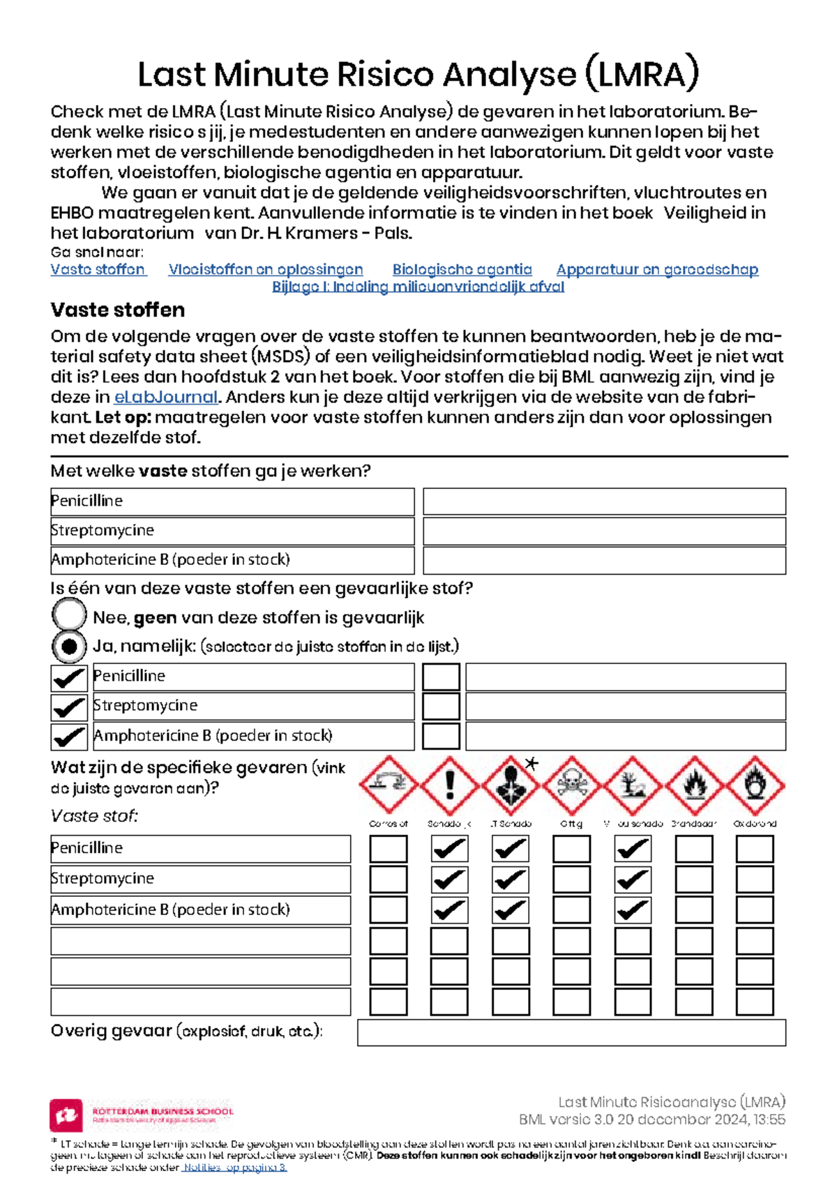 LMRA voor Experiment 4 in MCB21P: Risicoanalyse Laboratoriumveiligheid ...