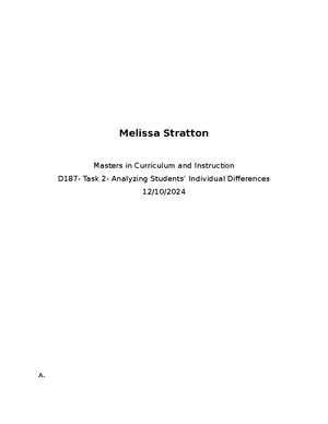 D187-Task 1Examining the Differentiated Classroom - Examining the ...