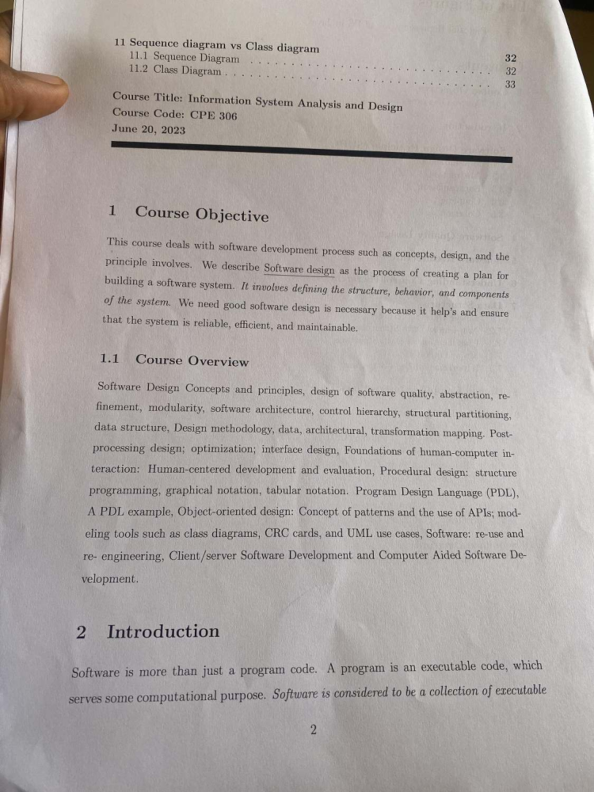CPE 306 - Sequence vs Class Diagrams in Software Design - Studocu