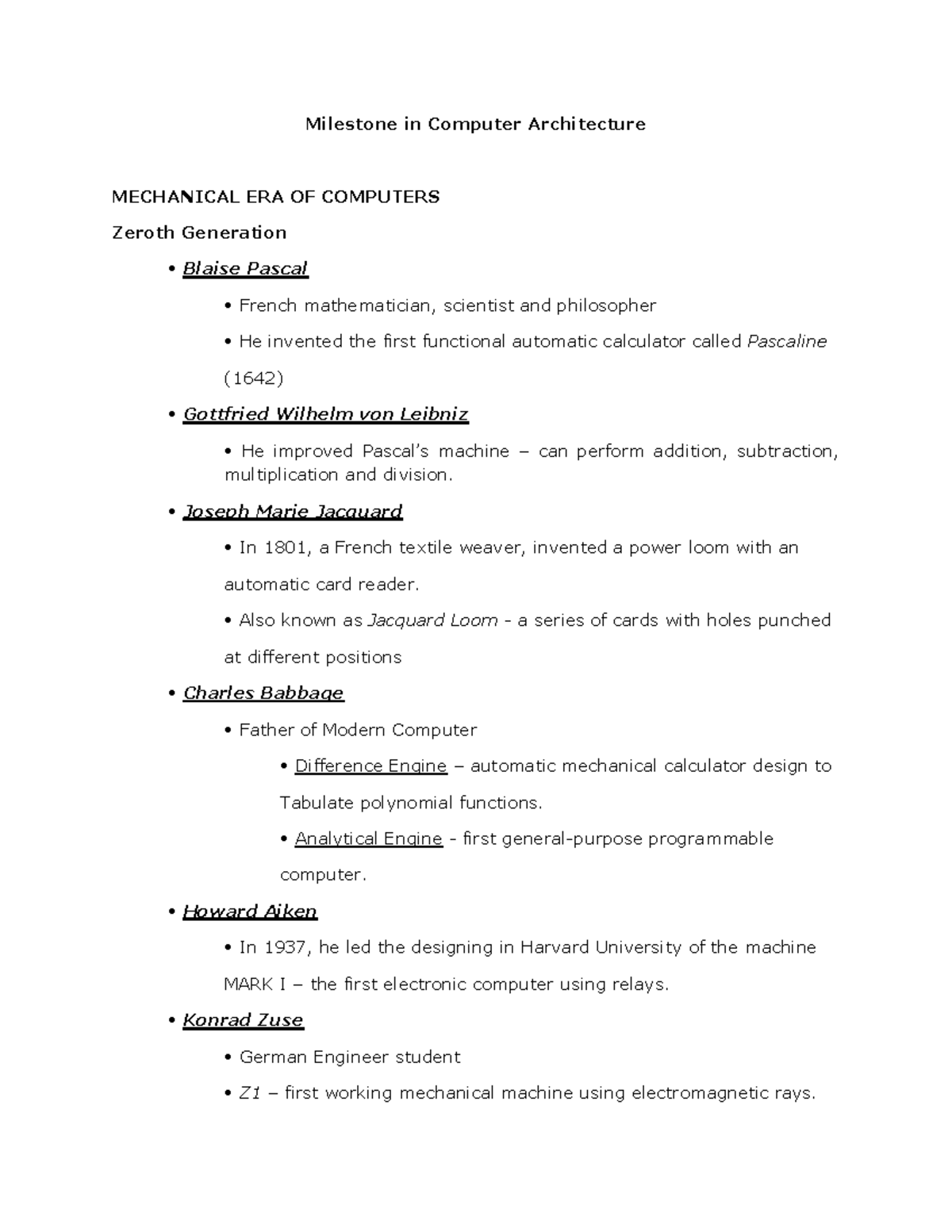 Milestone in Computer Architecture - Milestone in Computer Architecture ...