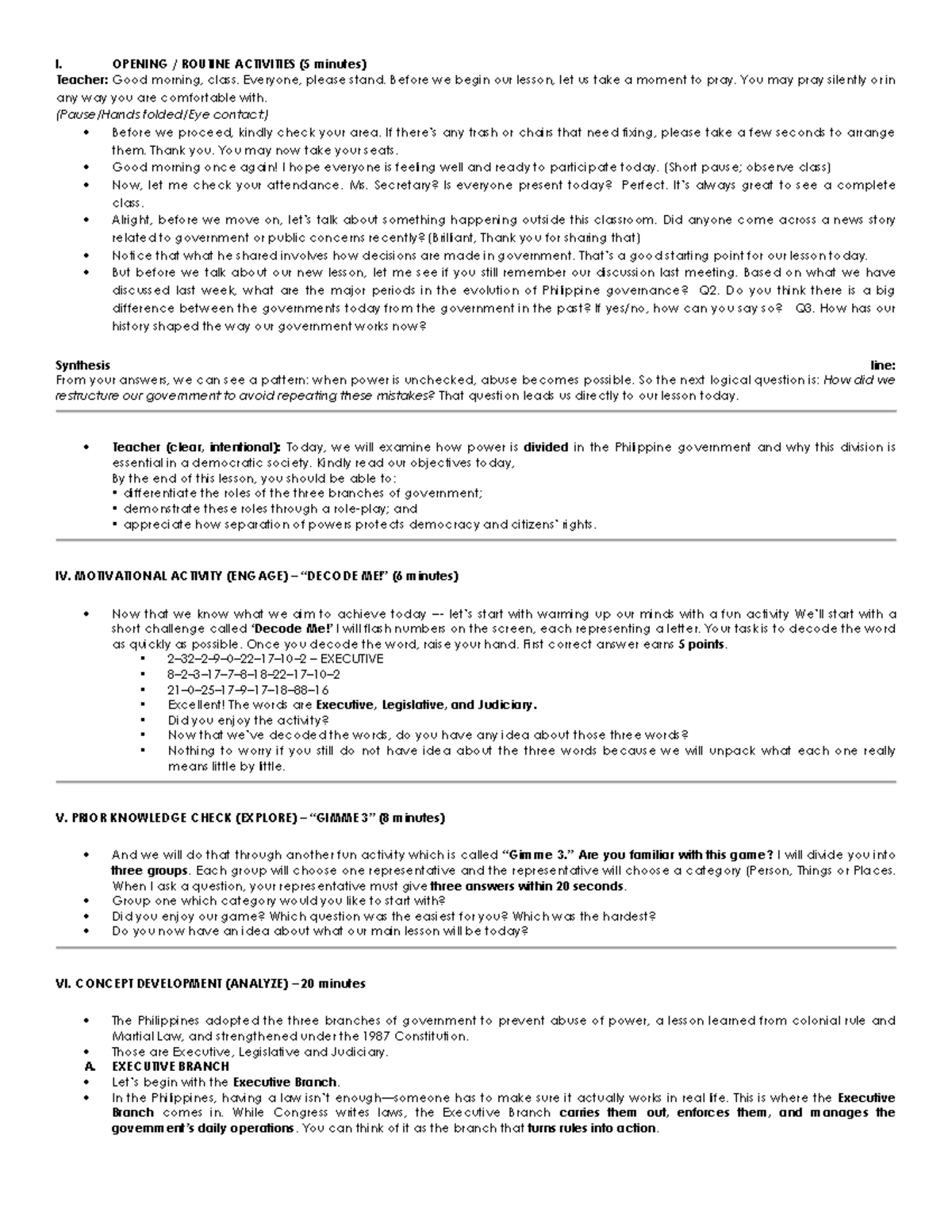 Lesson Plan: Understanding the Three Branches of Government (SS101 ...