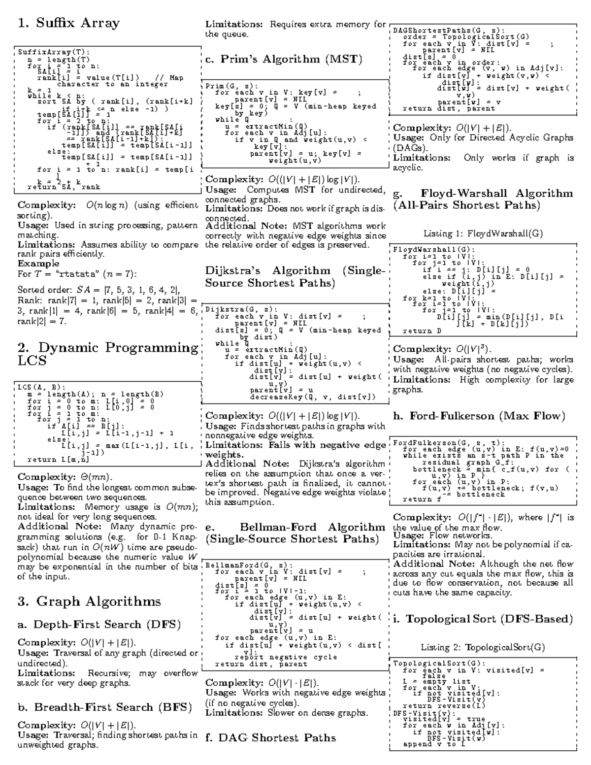 CS3340 Final Exam Cheatsheet: Algorithms & Complexity - Studocu