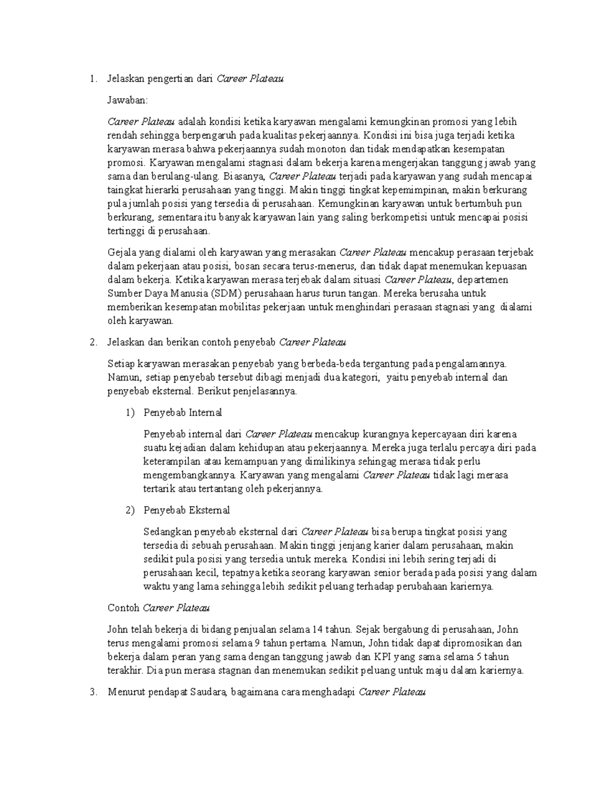 Tugas 1 EKMA4214: Deskripsi Jabatan untuk Staf Pengembangan SDM - Studocu