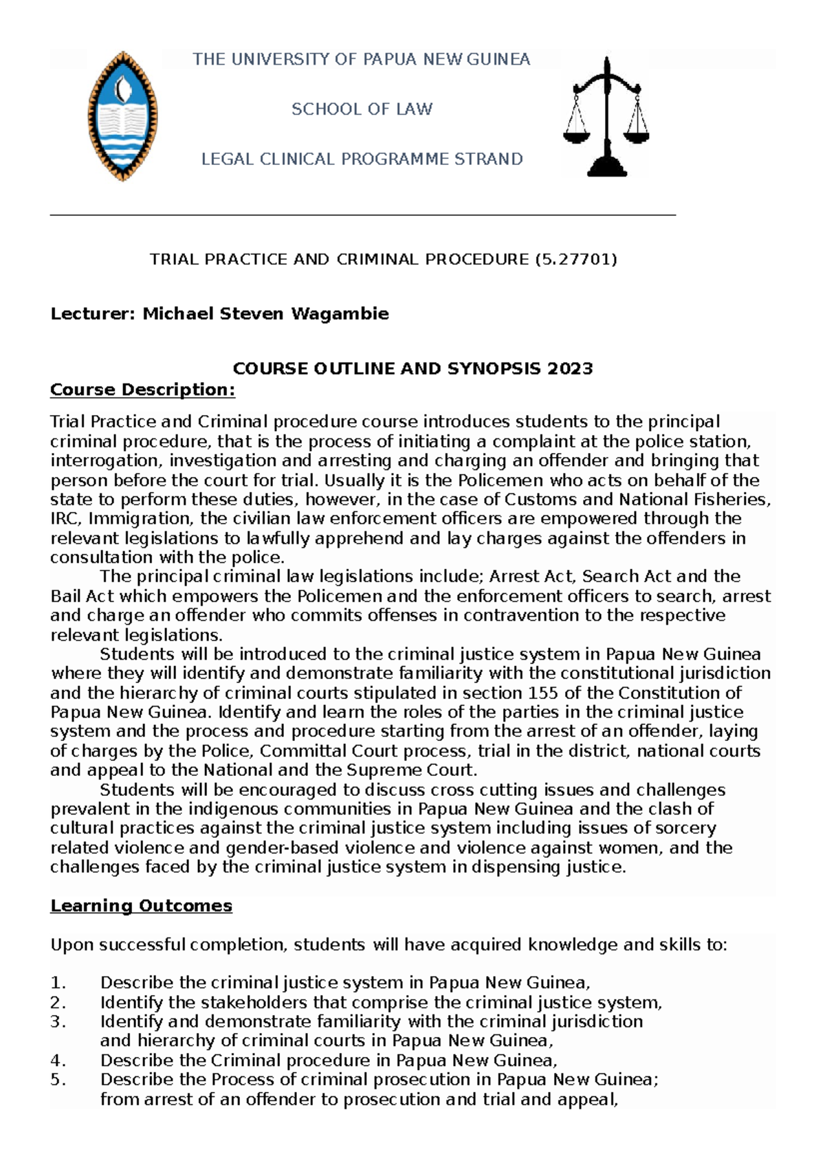 (5.27701) Trial Practice in Criminal Procedure - 2023 Course Outline ...