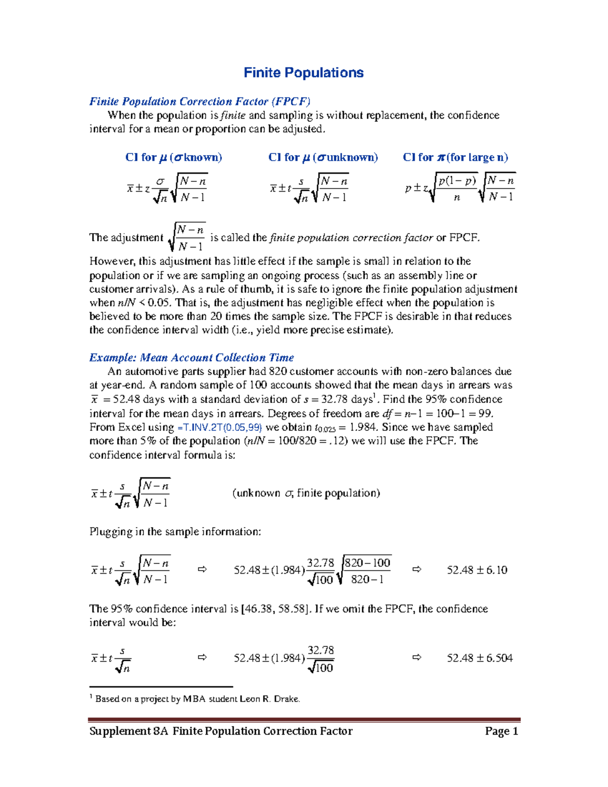 08-09 Finite Populations: Understanding the Finite Population ...