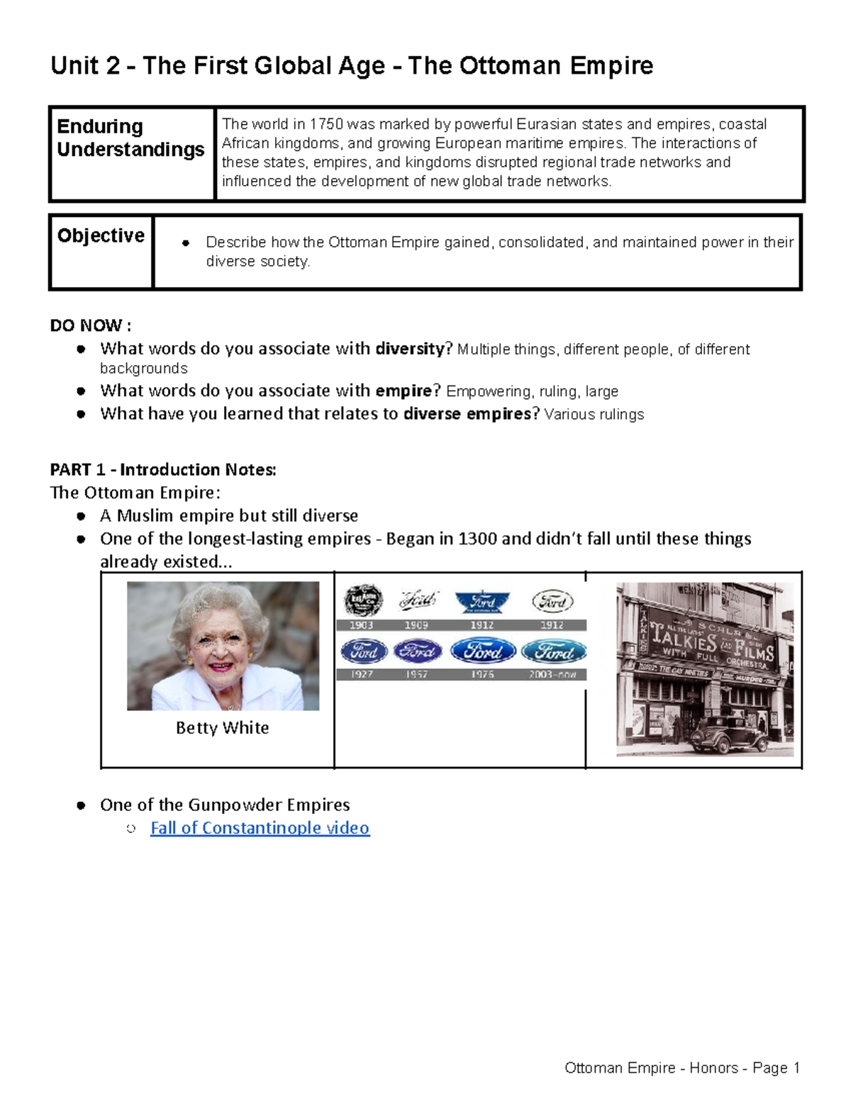 Ottoman Empire World History - Unit 2 - The First Global Age - The ...