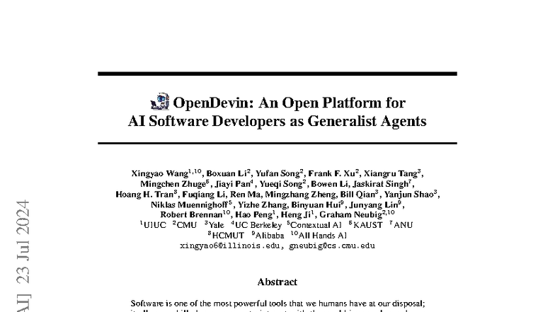 OpenDevin: A Comprehensive Platform for AI Software Development (CS 101 ...