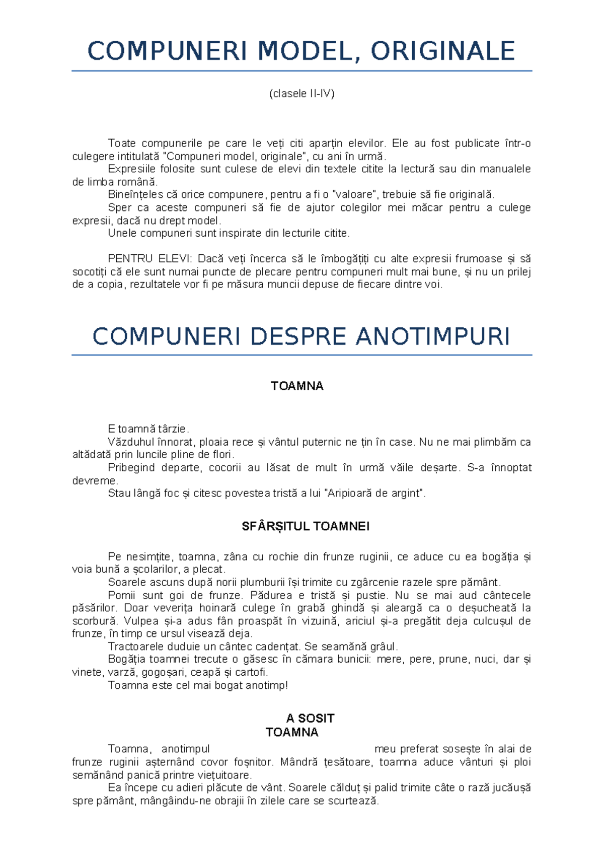 COMPUNERI MODEL ORIGINALE PENTRU ELEVII DE CLASELE TOATE - Studocu