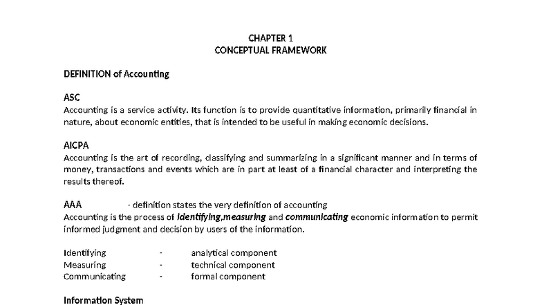FAR 4 - Chapter 1: Conceptual Framework of Accounting Principles - Studocu