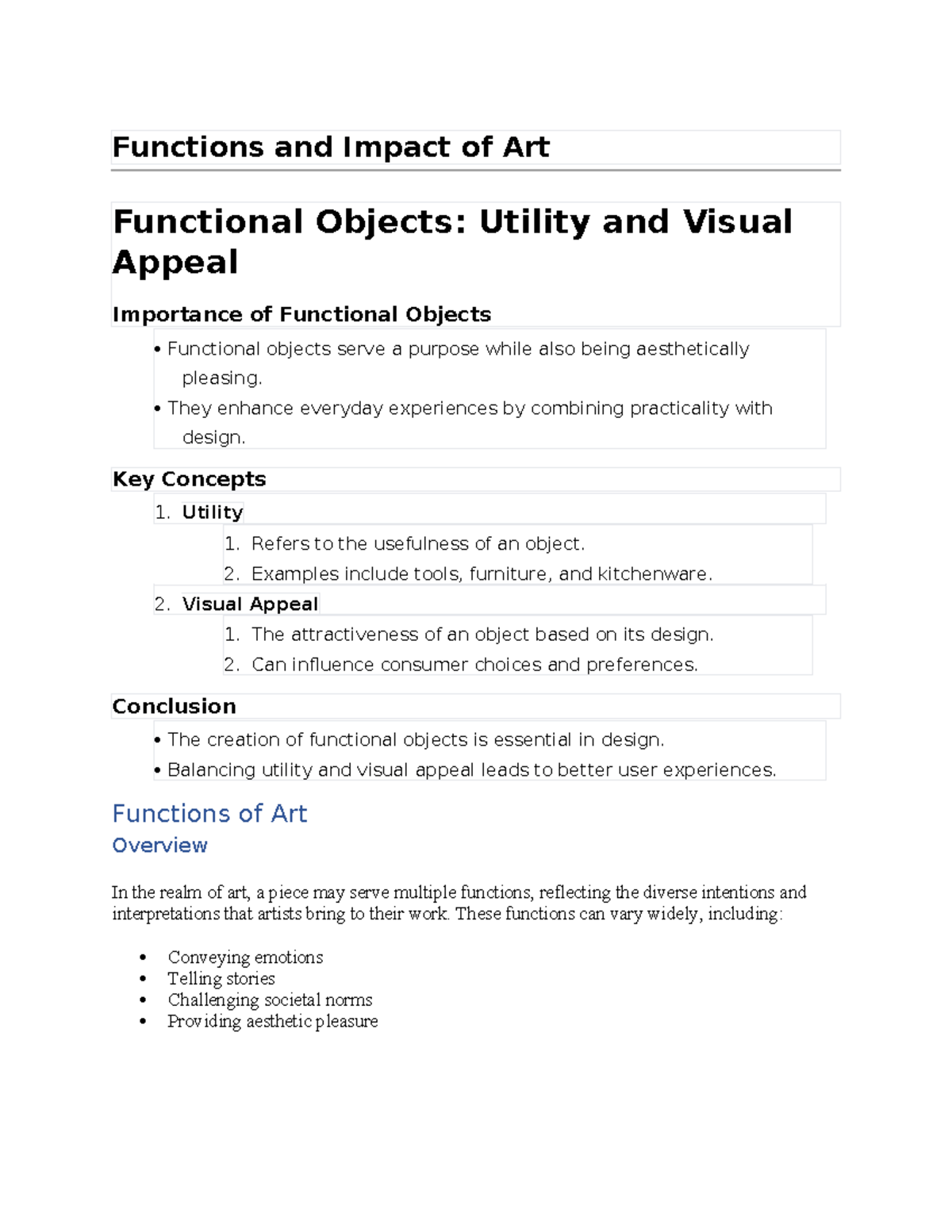 Art app reviewer - Functions and Impact of Art Functional Objects ...