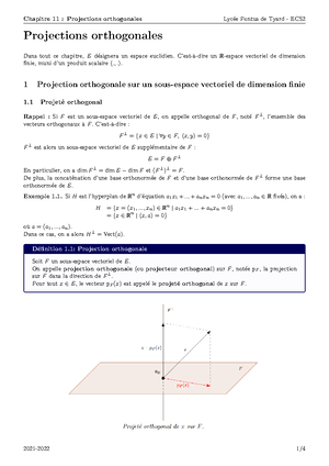 Exercices sur le Produit Scalaire - Chapitre 9 - Math 101 - Studocu
