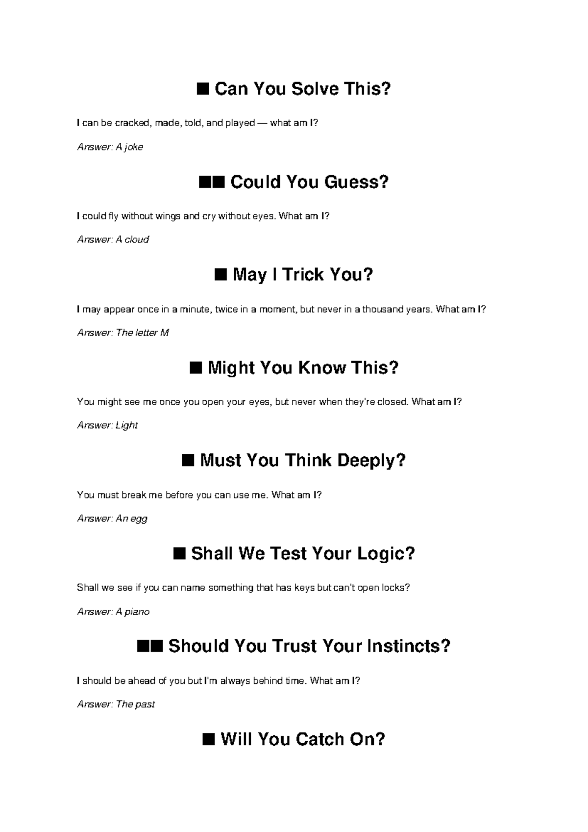Mind Games with Modal Verbs: Riddles and Logic Puzzles - Studocu