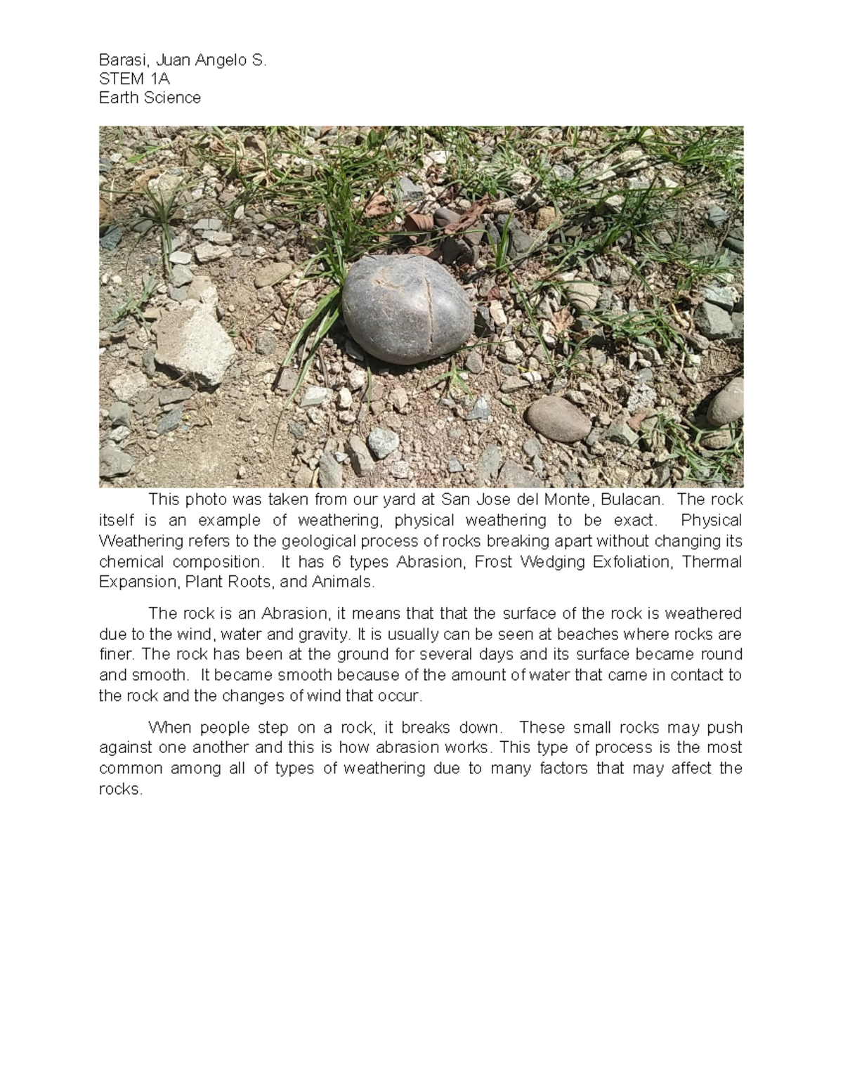 STEM 1A Earth Science: Understanding Physical Weathering and Abrasion ...