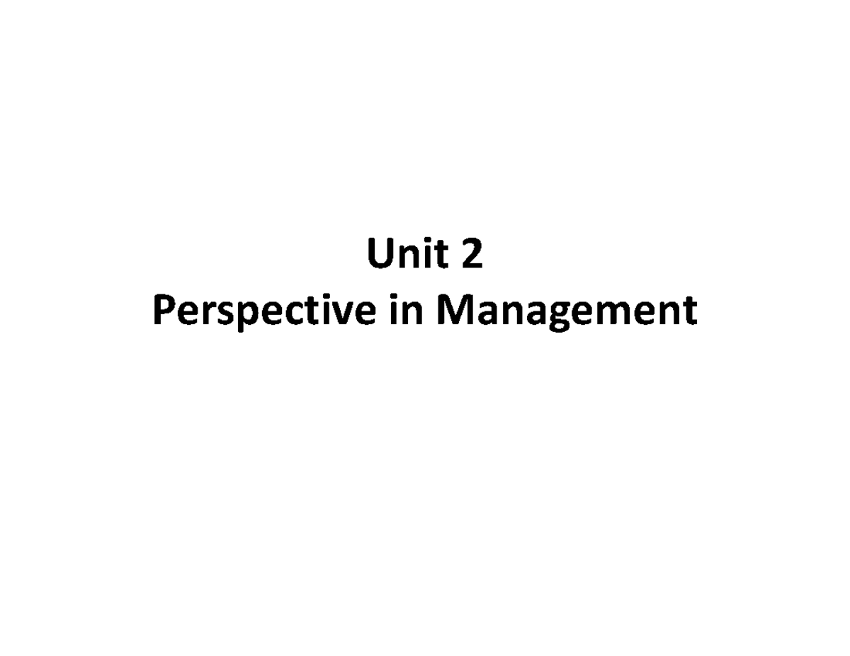 BCA Unit 2 - Summary of unit 2 - Unit 2 Perspective in ...