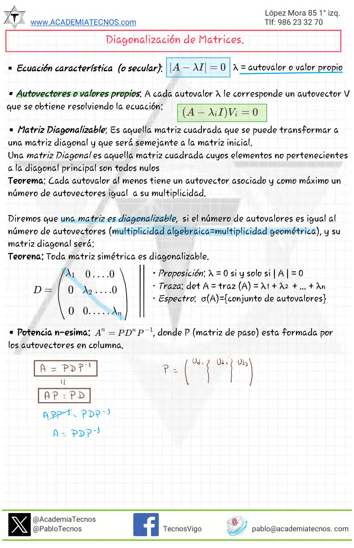 Diagonalización de Matrices: Autovalores y Autovectores - Álgebra Nov ...