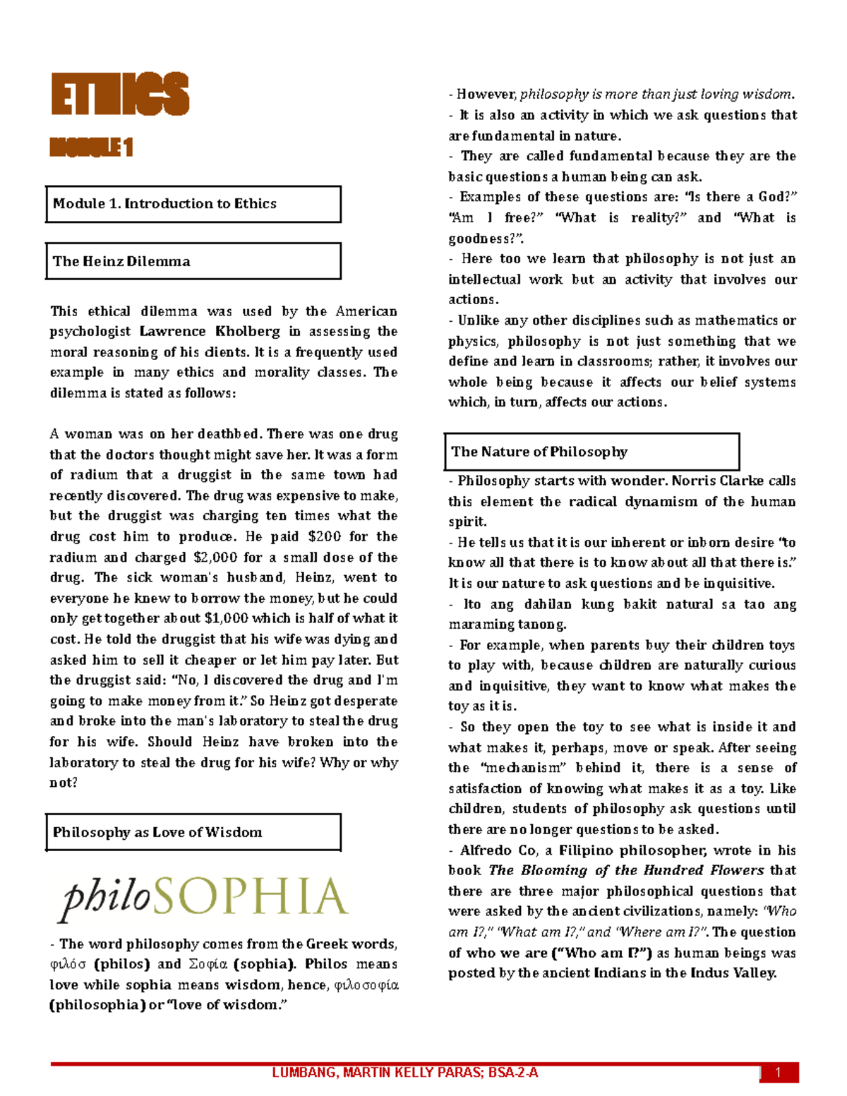 [ Midterms] M1-Introduction-to-Ethics - ETHICS MODULE 1 Module 1 ...