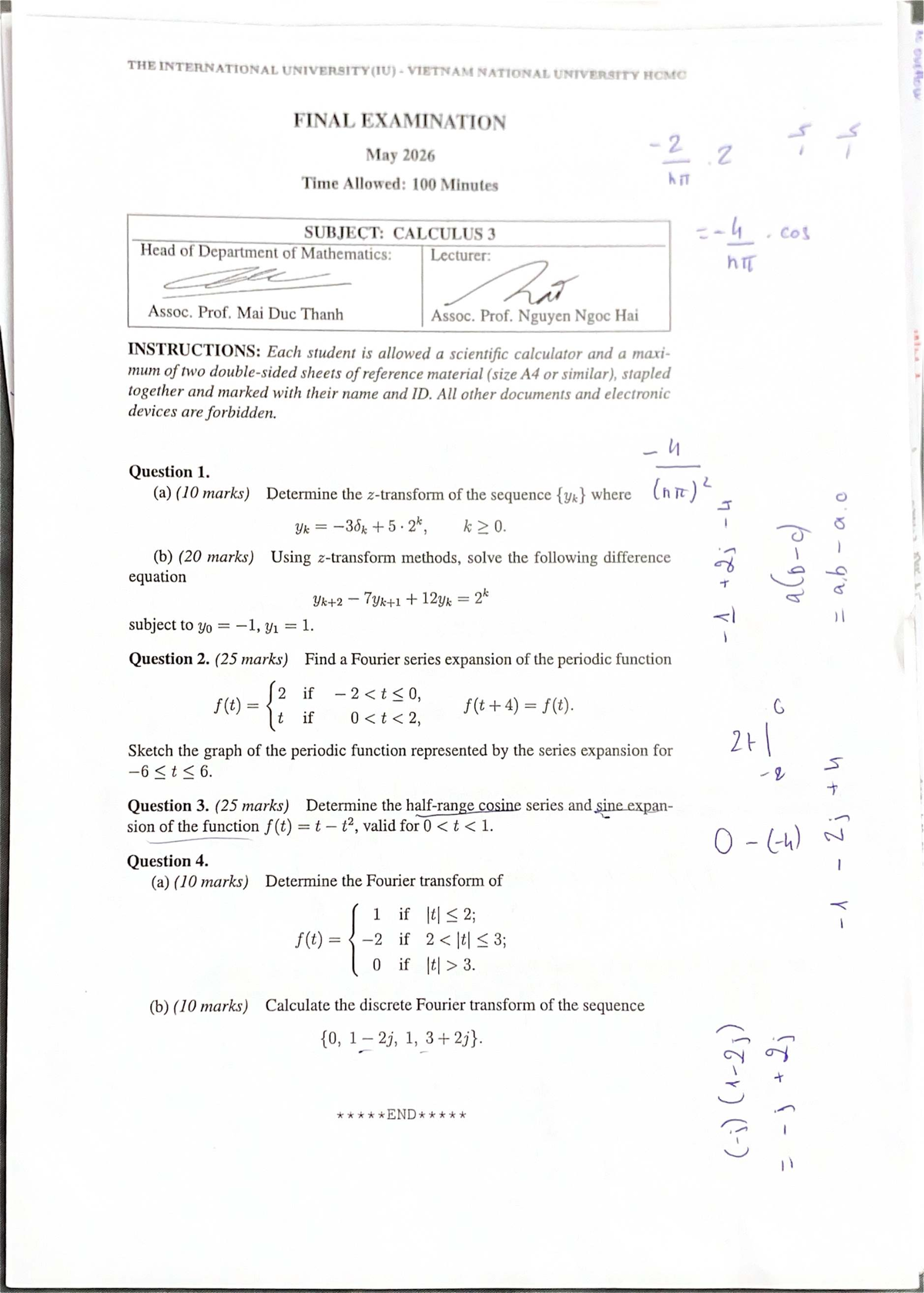 Final Exam - Calculus 3 (CAL3) - May 2026 - Studocu