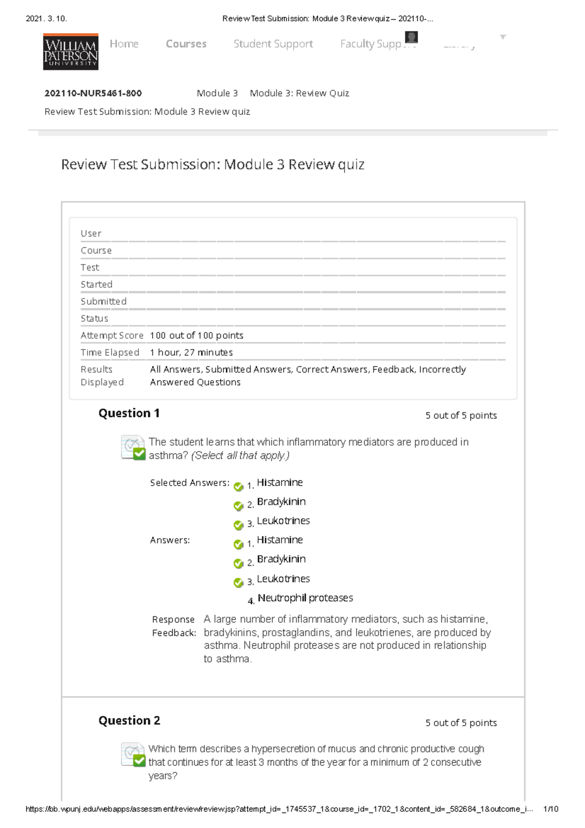 Quiz 3 Review - week 3 quiz - Review Test Submission: Module 3 Review ...