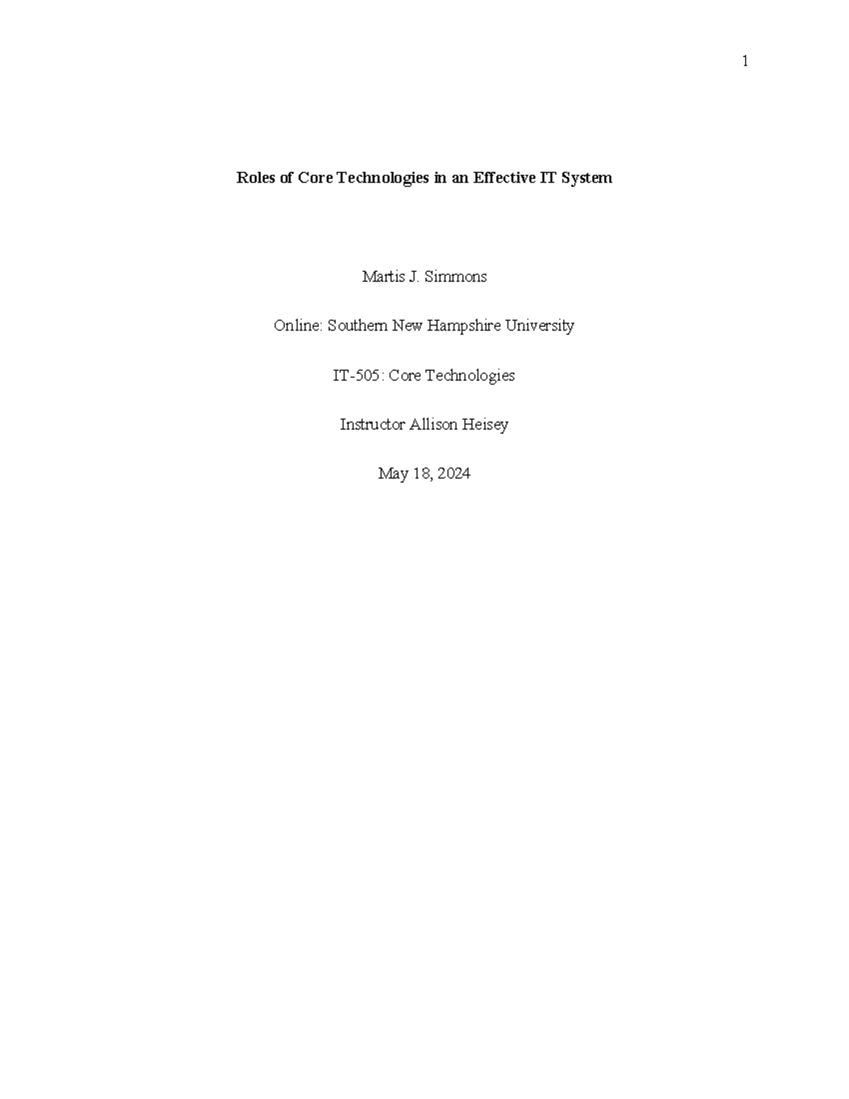 IT-505: Core Technologies in Effective IT Systems - Key Roles Explained ...