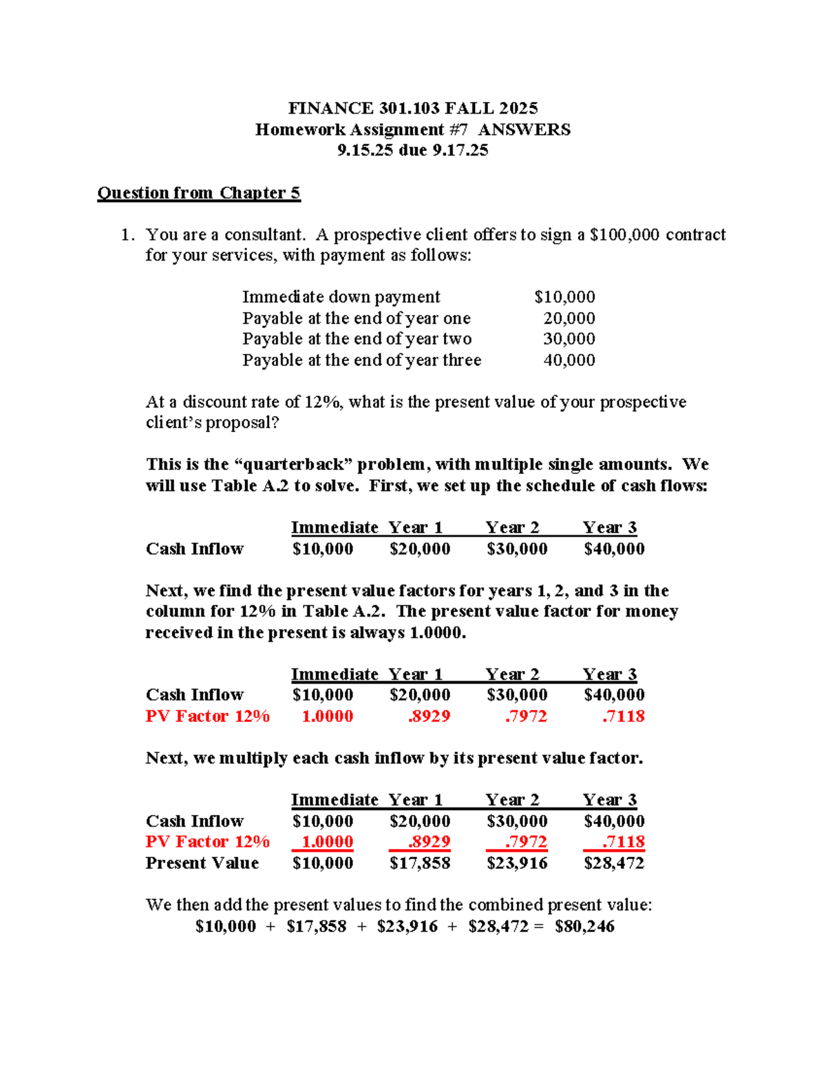 FINANCE 301.103 FALL 2025 Homework Assignment #7 Solutions - Studocu