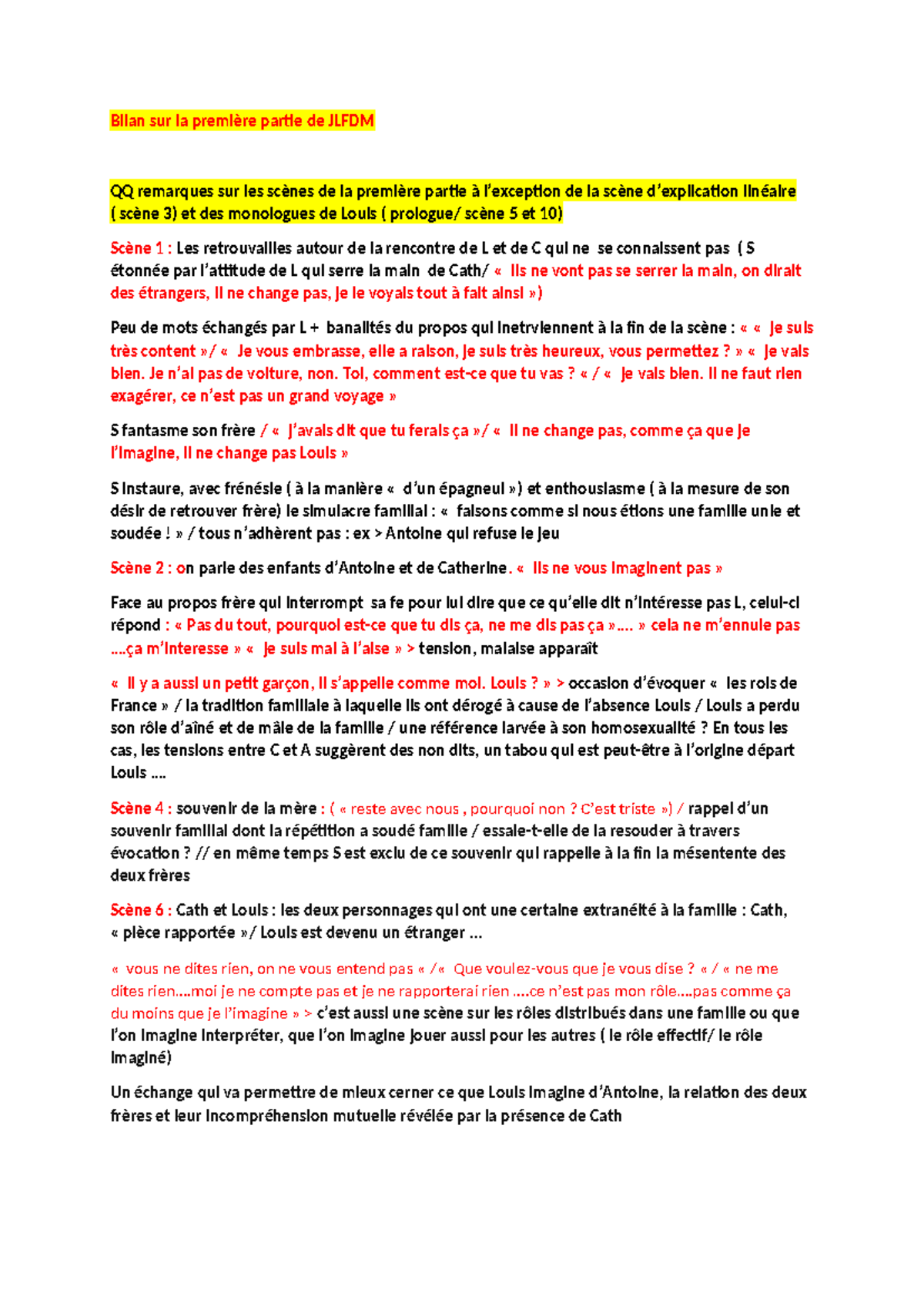 Étude du personnage de Louis dans JLFDM : Analyse des scènes clés - Studocu