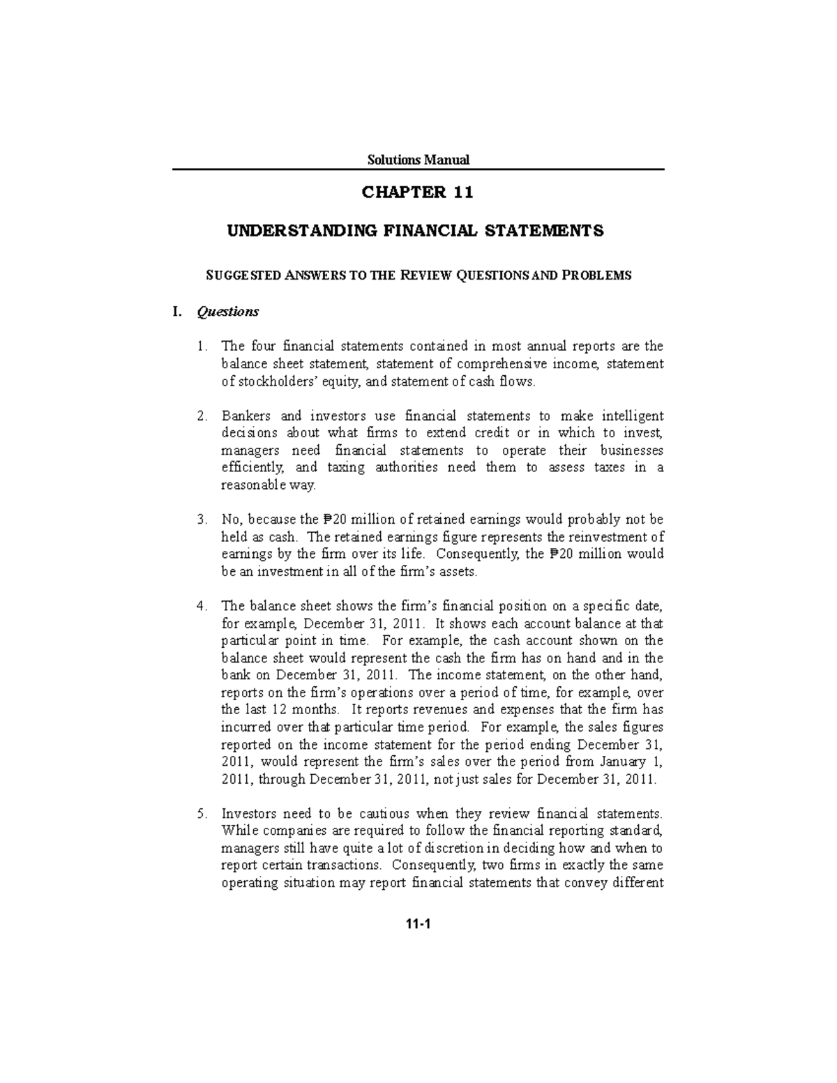 353953028 Chapter 11 answer doc - Solutions Manual CHAPTER 11 ...