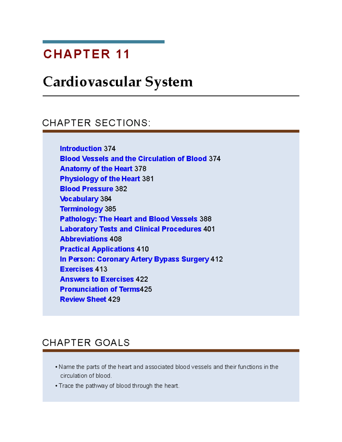Chapter 11: Cardiovascular System Overview and Key Concepts - Studocu