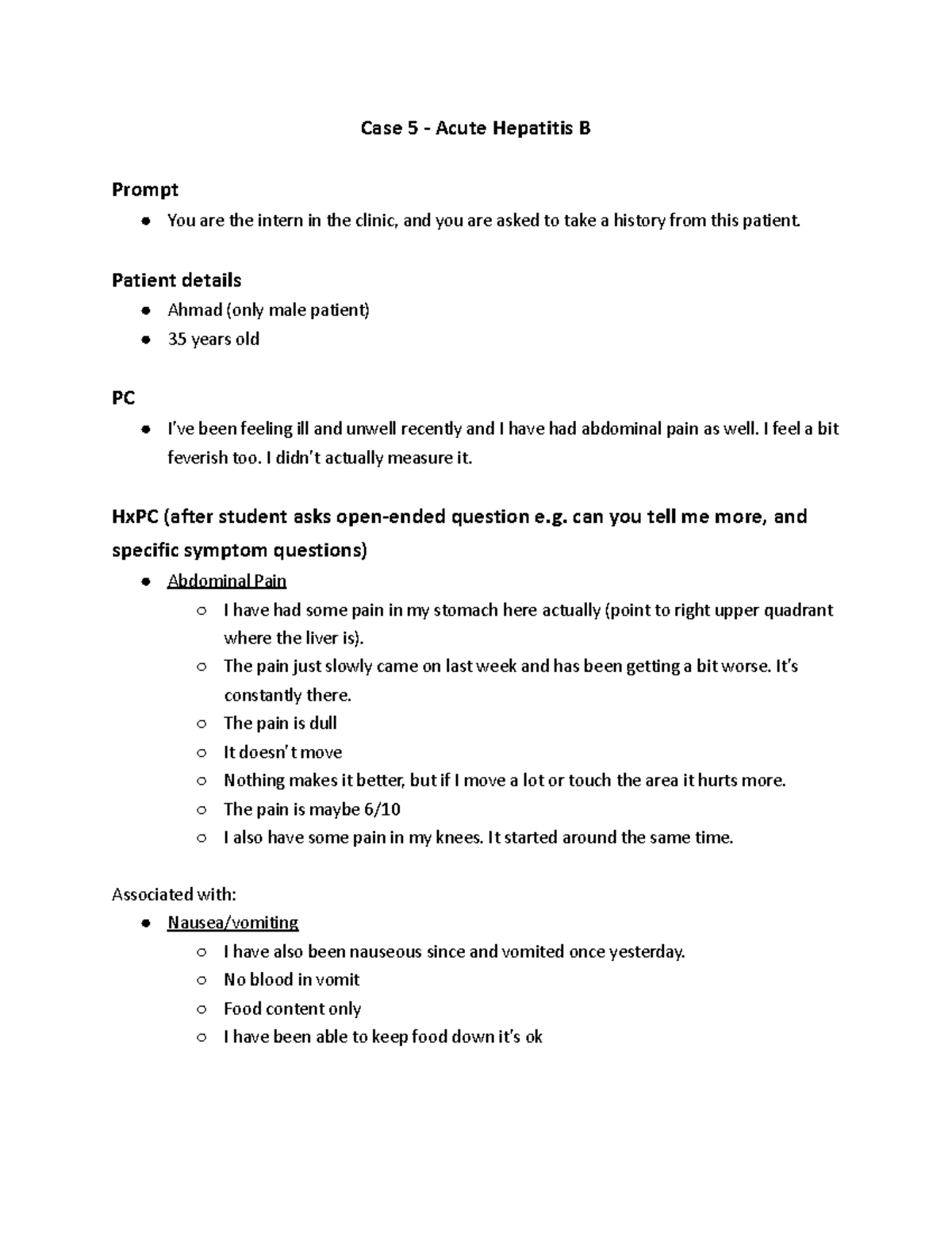 Case Study: Acute Hepatitis B - Patient History & Management (Hep B ...