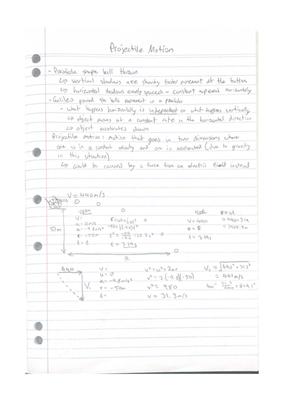 Projectile Motion Notes: Understanding Parabolic Trajectories - Studeersnel