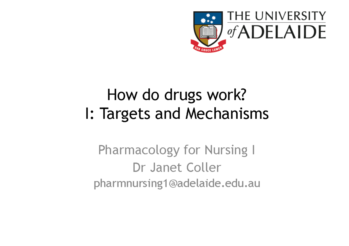 How Drugs Work: Mechanisms & Targets for Pharmacology I (2024) - How do ...
