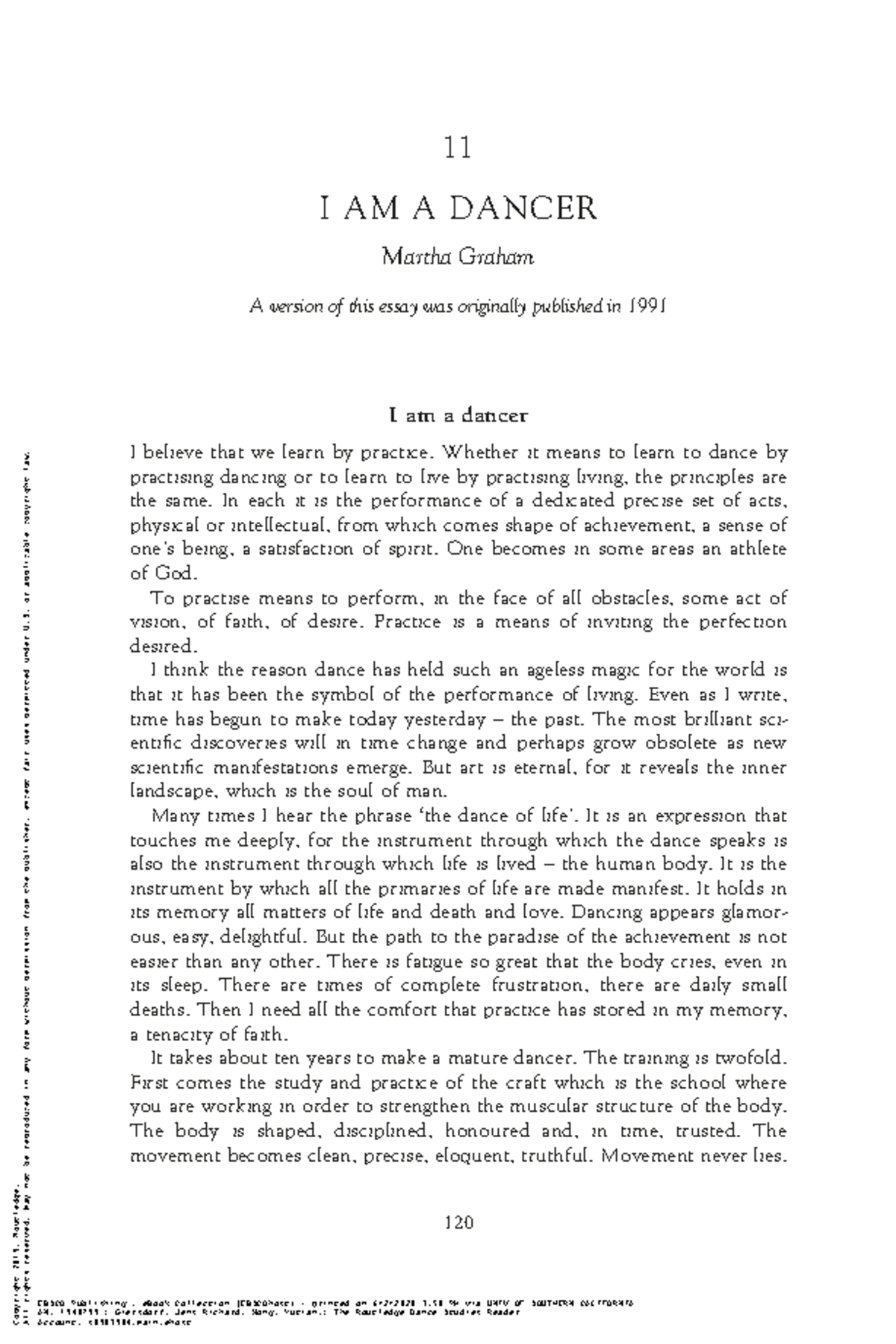 Final Exam Essay: The Journey of a Dancer's Soul and Artistry (120 ...