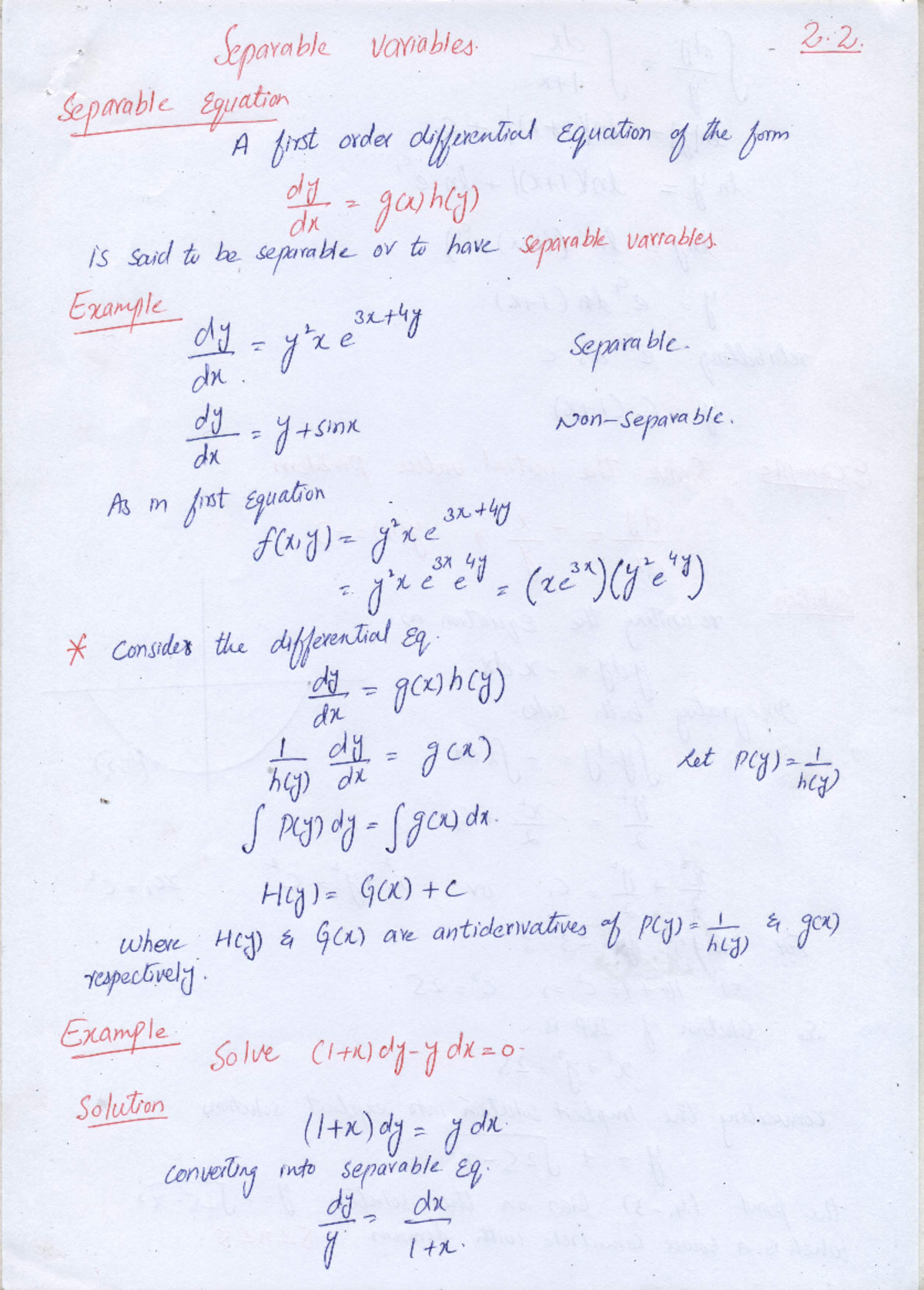 Separable Variables Understanding Solutions In Differential Equations